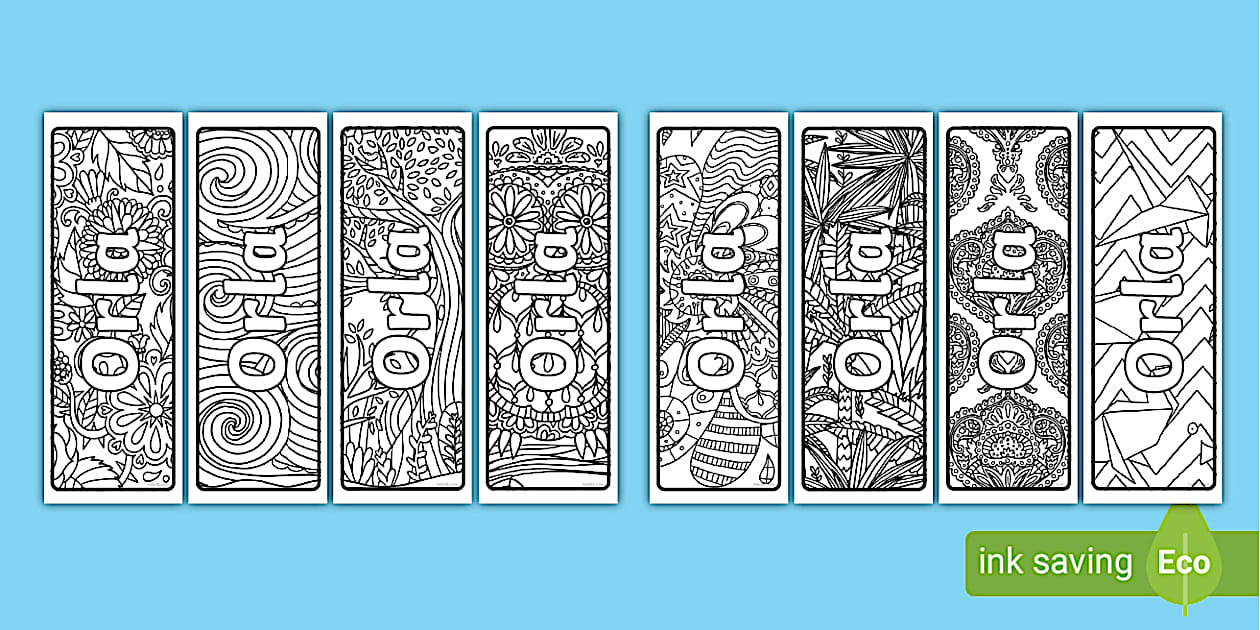 Orla Mindfulness Name Colouring Bookmarks - Cut and colour