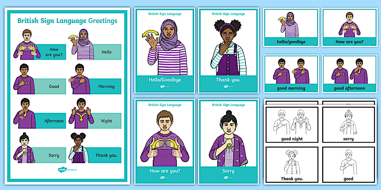 Dyslexic British Sign Language BSL Greetings Display Pack