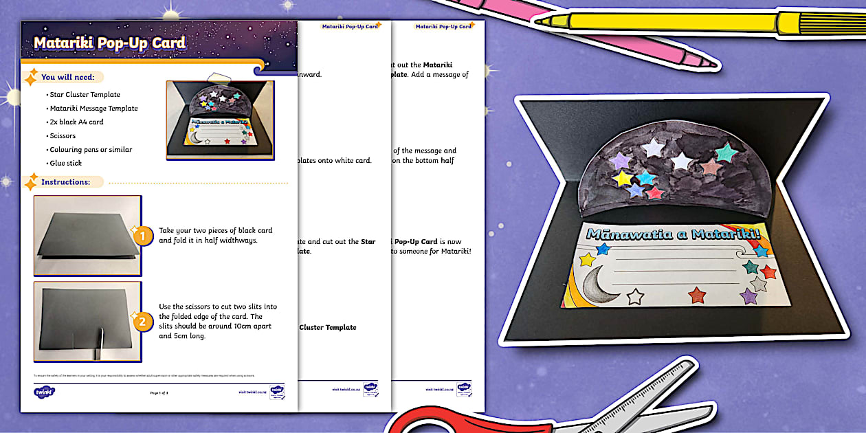 Matariki Stars Pop-Up Card (Lehrer gemacht) - Twinkl
