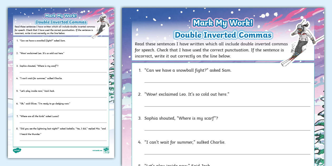 Mark My Work! Winter-Themed Double Inverted Commas - Twinkl