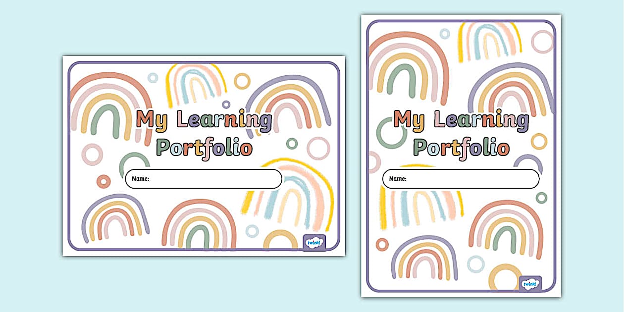 Muted Rainbow Portfolio Editable Covers (teacher made)