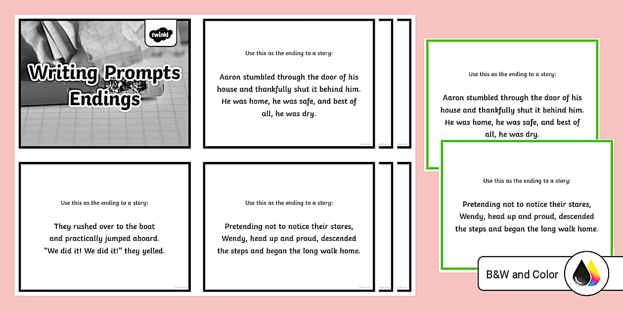 Writing Prompts Endings Task Cards for 6th-8th Grade