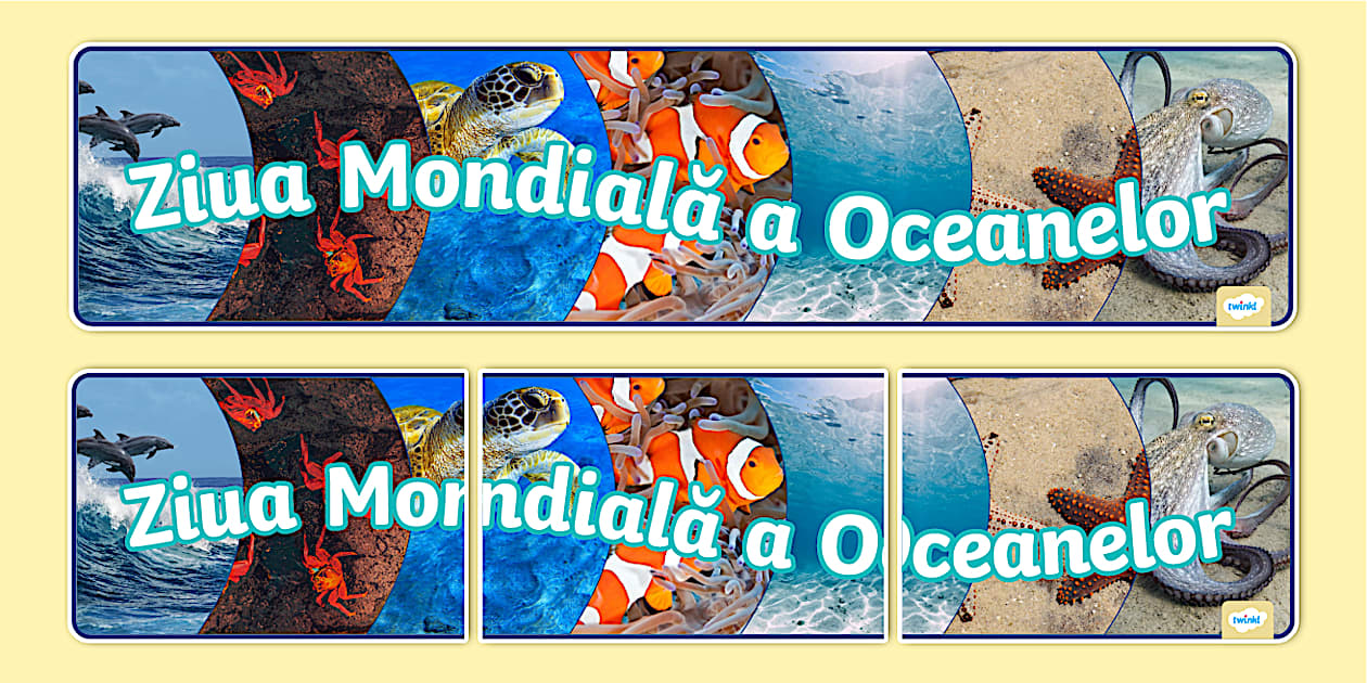 Ziua Mondială a Oceanelor – Banner (l'enseignant a fait)