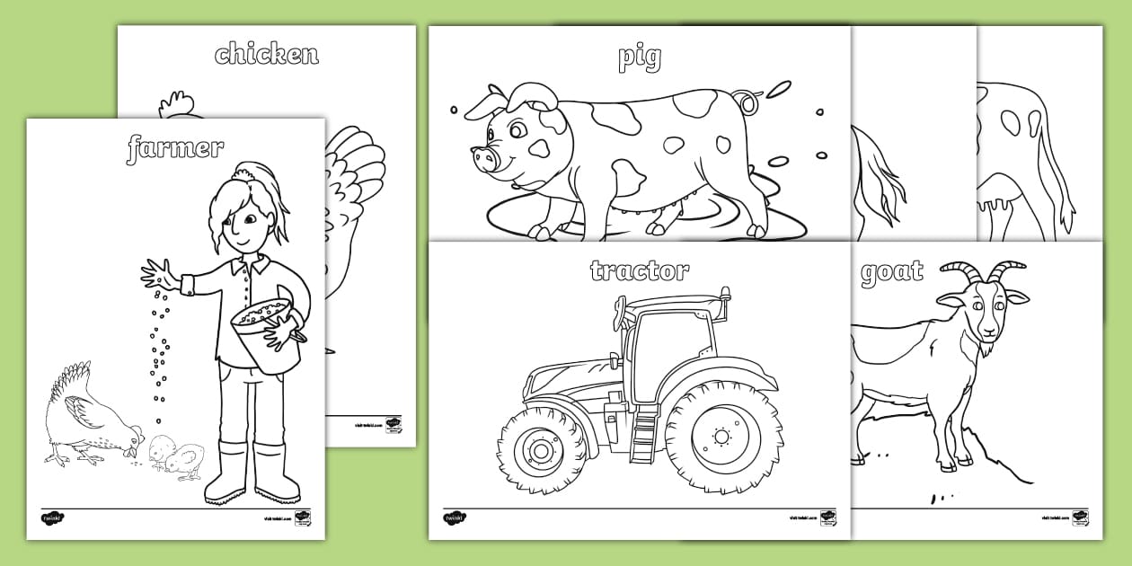 Farm Picture and Word Colouring Sheets | Twinkl - Twinkl
