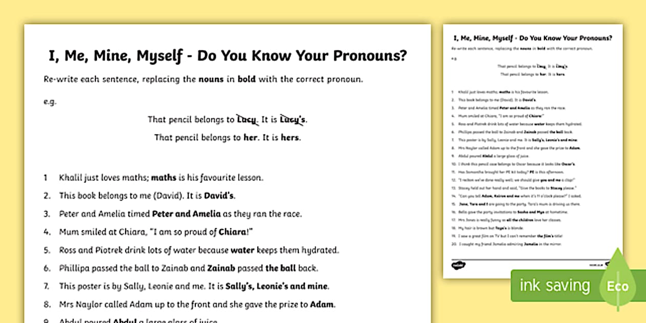 Using Pronouns Activity | Printable Pronouns Worksheet