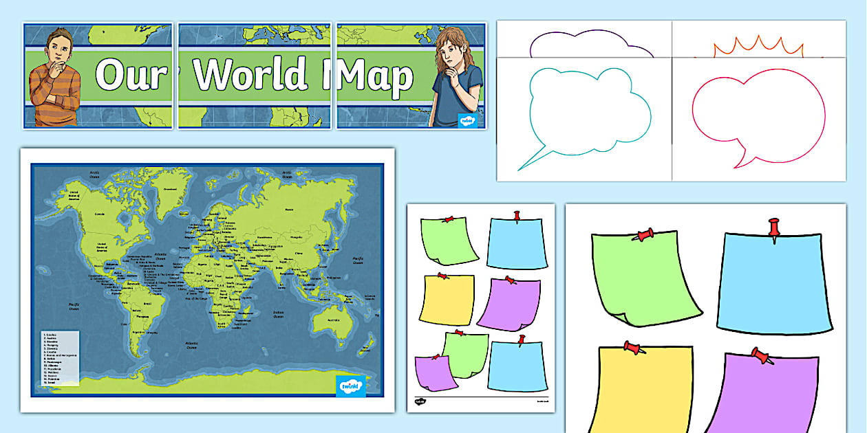 KS2 World Map Display Pack - Twinkl - Geography - Twinkl