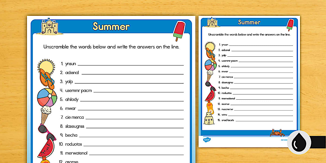 Summer Word Scramble PDF I Twinkl Canada (teacher made)