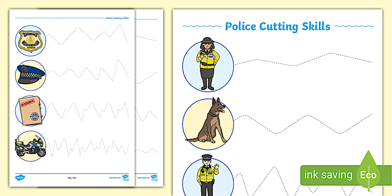 Police Zigzag Cutting Skills - Twinkl