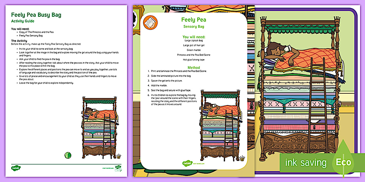 Feely Peas Busy Bag Resource Pack for Parents - Twinkl