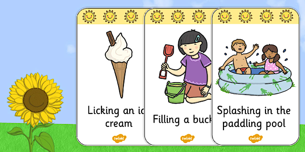 Look and Act Summer Flashcards - Twinkl