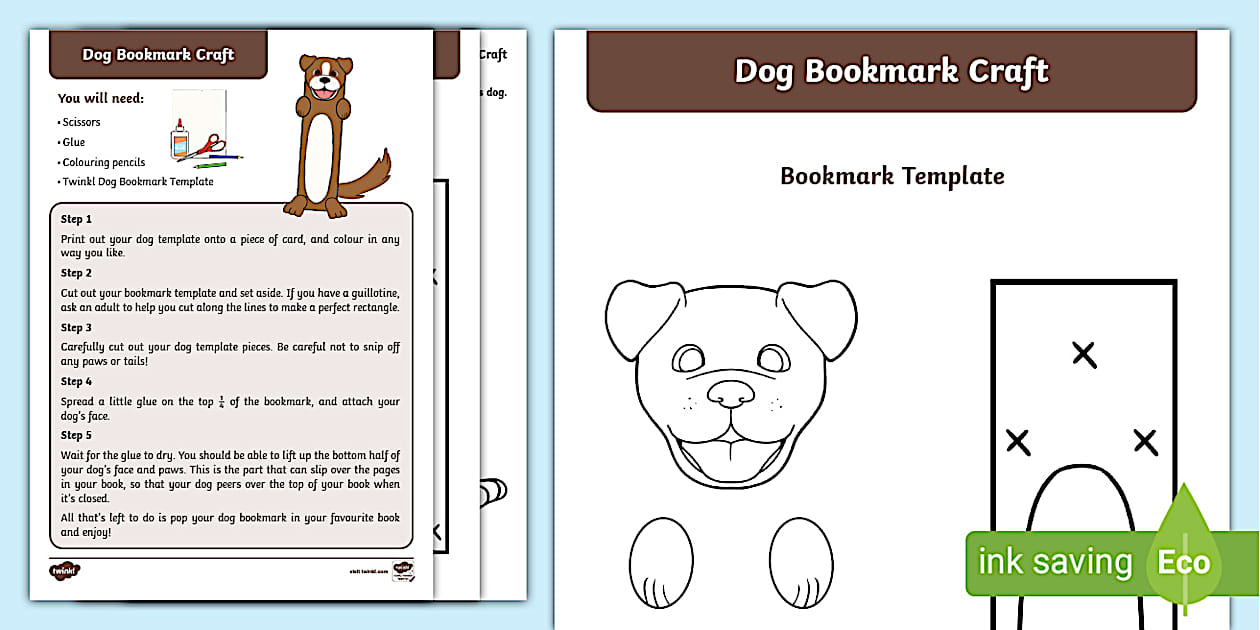 Dog Bookmark Craft | Reading | Bookmarks | Twinkl | KS1