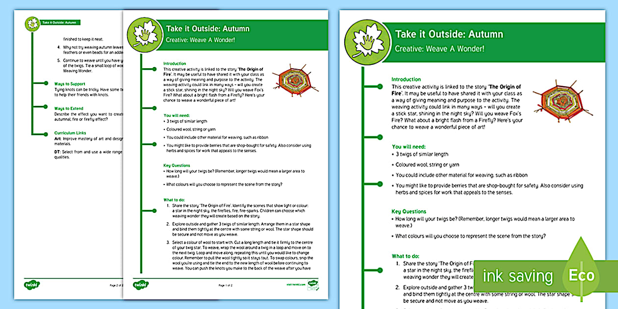 KS2 Take It Outside: Weave a Wonder Activity (teacher made)