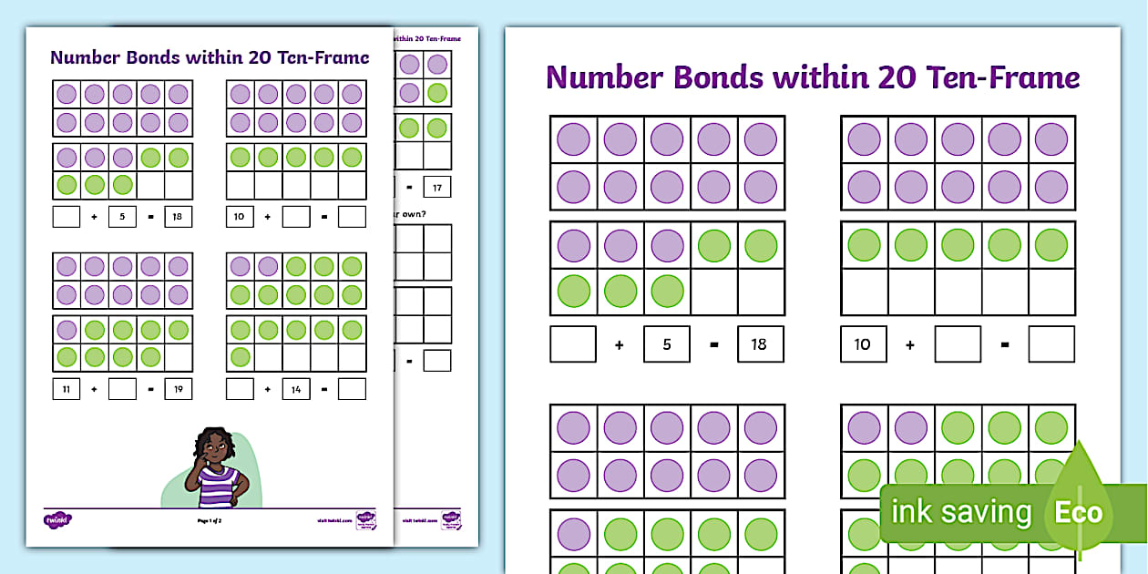 Editable Number Bonds within 20 Ten-Frame Activity - Twinkl