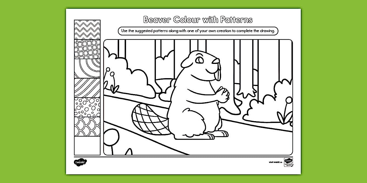 * NEW * Beaver Colour With Patterns Activity - Twinkl