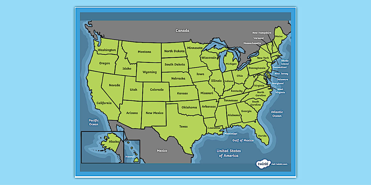 United States Map for Kids | Map of US states (teacher made)