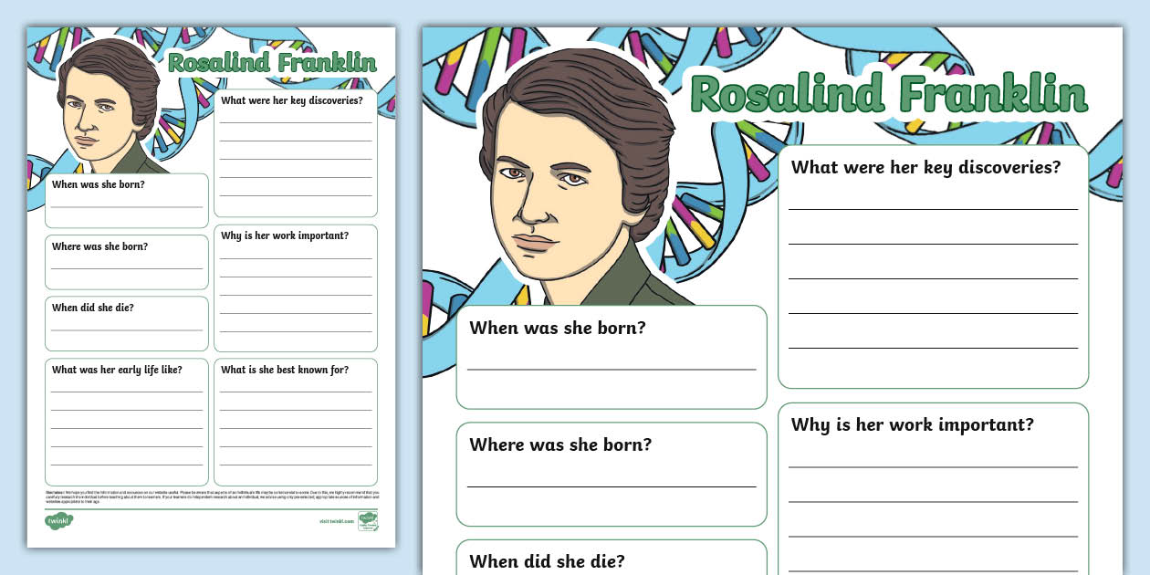 Rosalind Franklin Fact File Template (teacher made) - Twinkl Rosalind Franklin Fact File Template (teacher made) - Twinkl