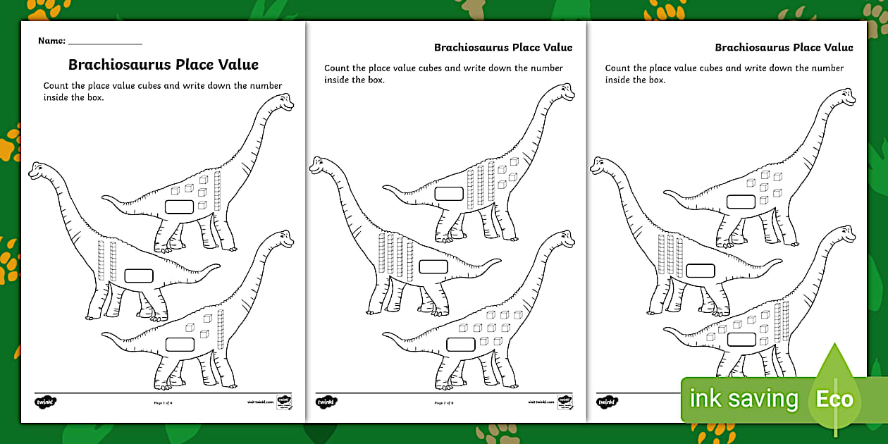 Brachiosaurus Place Value Activity Sheet (Teacher-Made)
