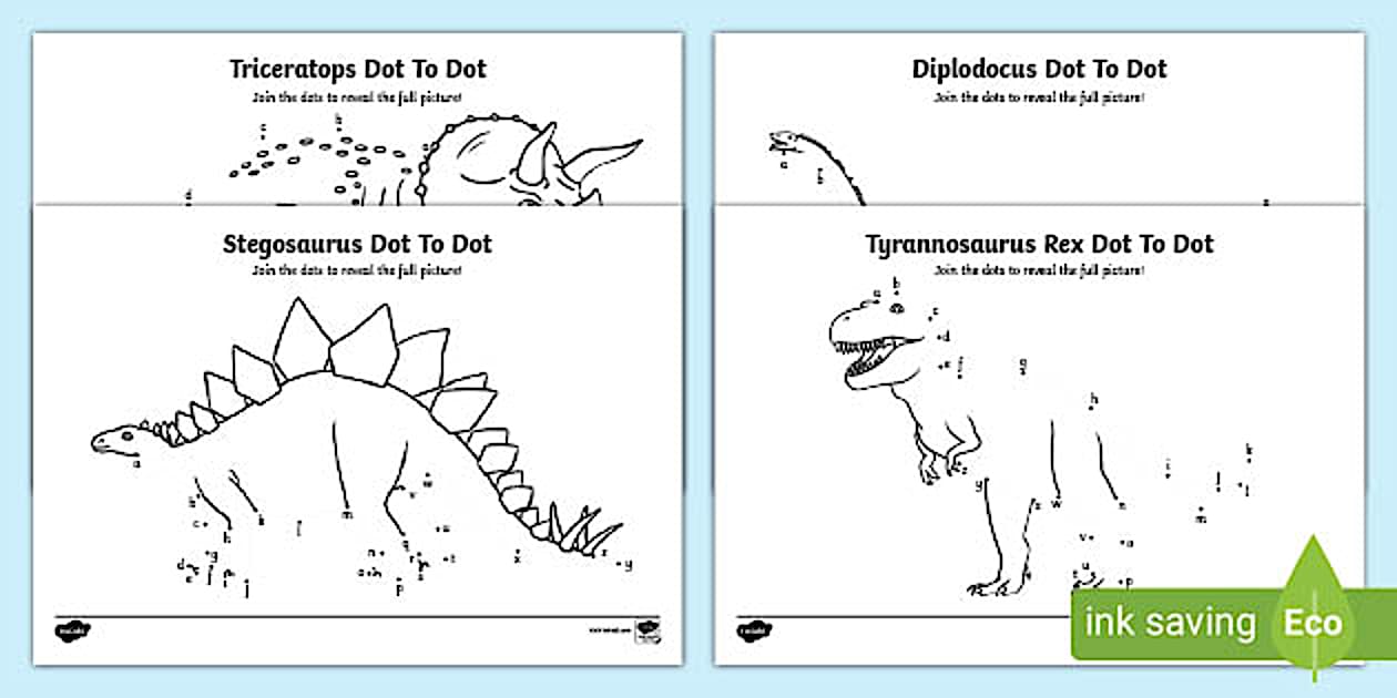 Dot to Dot A to Z Dinosaur Activity- Alphabets - Twinkl