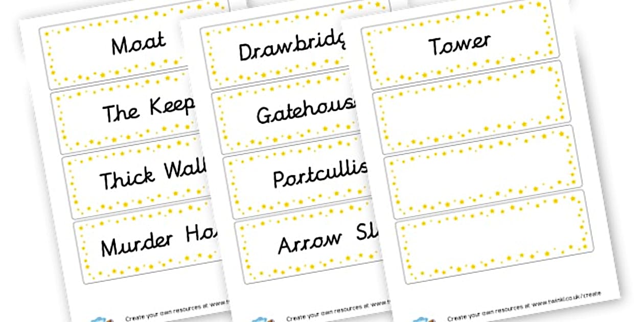 Castle Vocabulary Cards (teacher made) - Twinkl