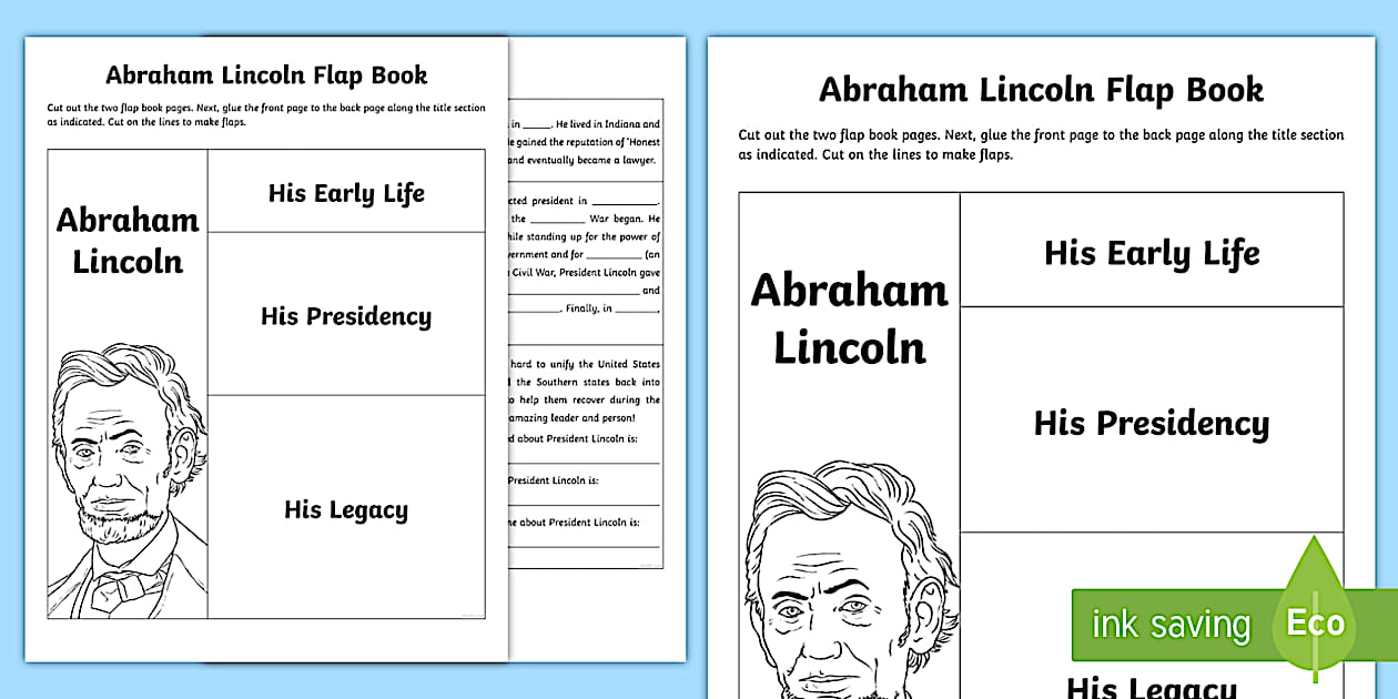 Abraham Lincoln Biography Flap Book for 3rd-5th Grade