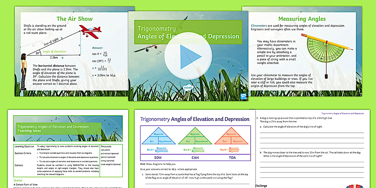 Trigonometry Lesson 4: Angles of Elevation and Depression