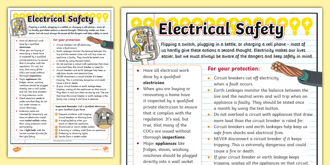 Electrical Safety Guide (teacher made) - Twinkl