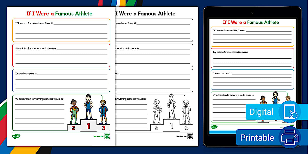 If I Were a Famous Athlete Writing Worksheet for K-2nd Grade