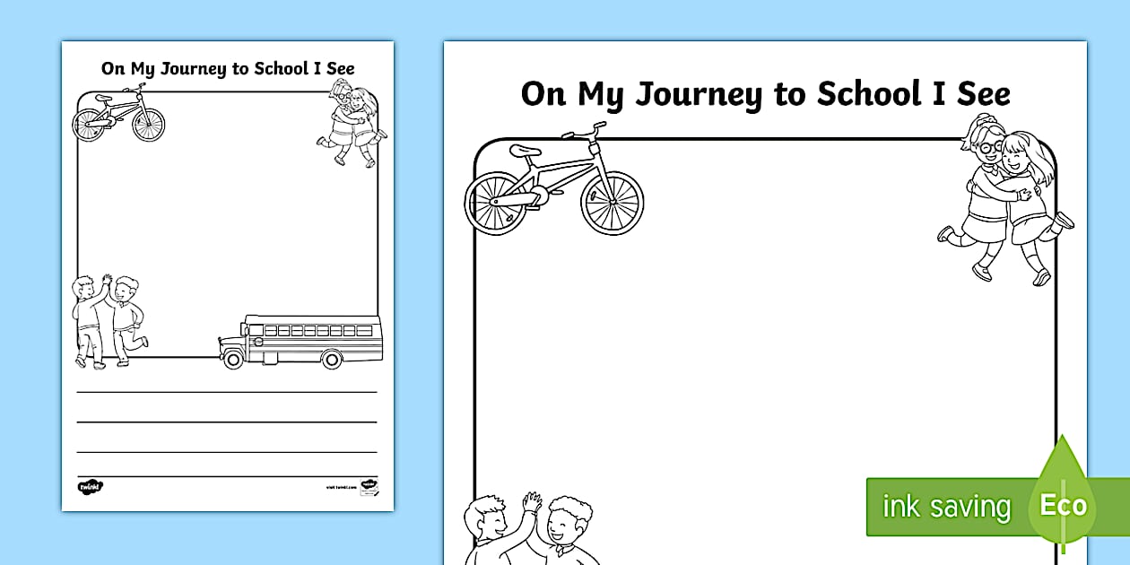 Editable On My Journey to School I See Writing Frame