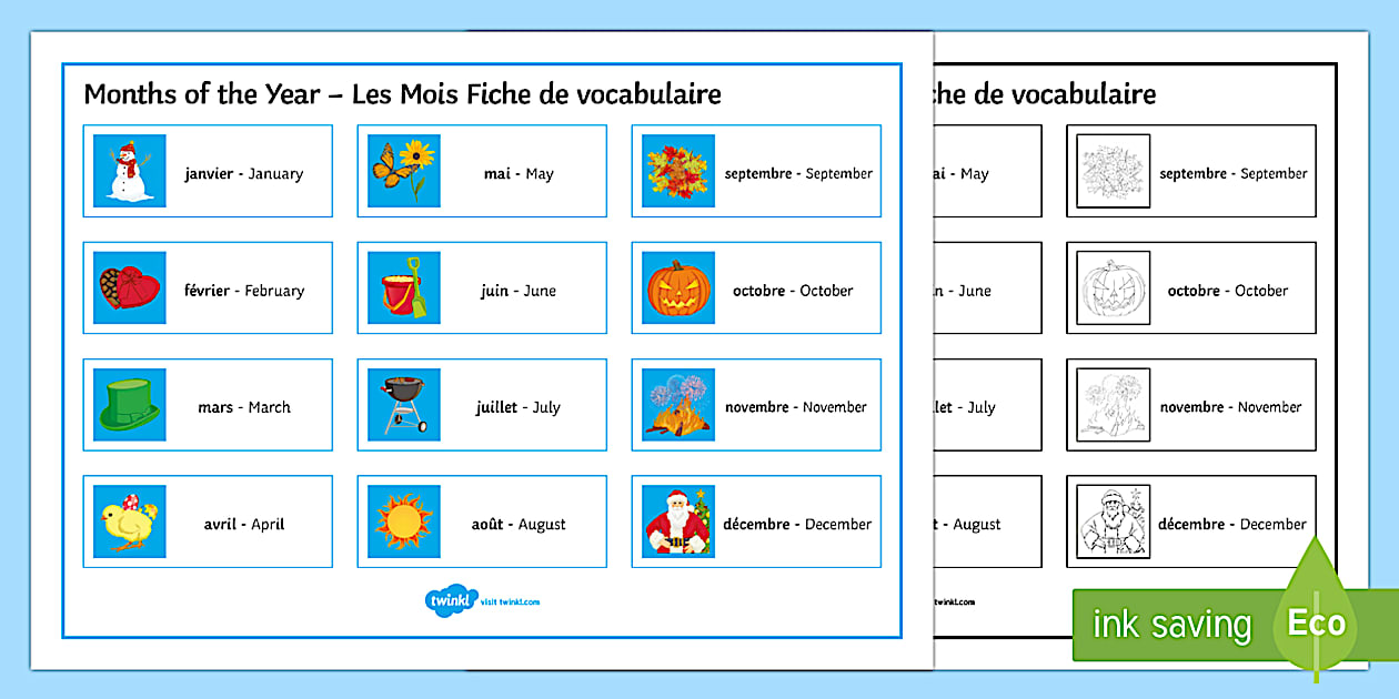 Months of the Year Word Mat French (teacher made) - Twinkl