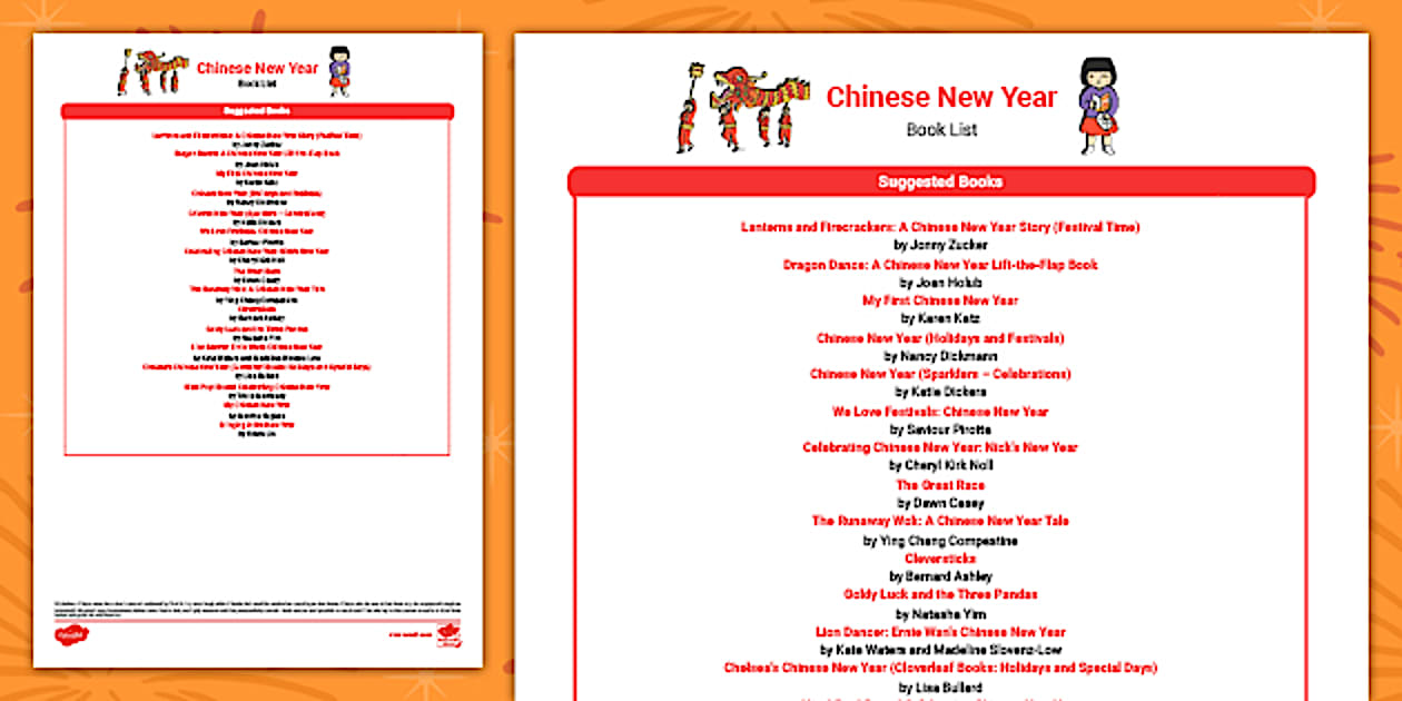 Chinese New Year Book List (teacher made) - Twinkl