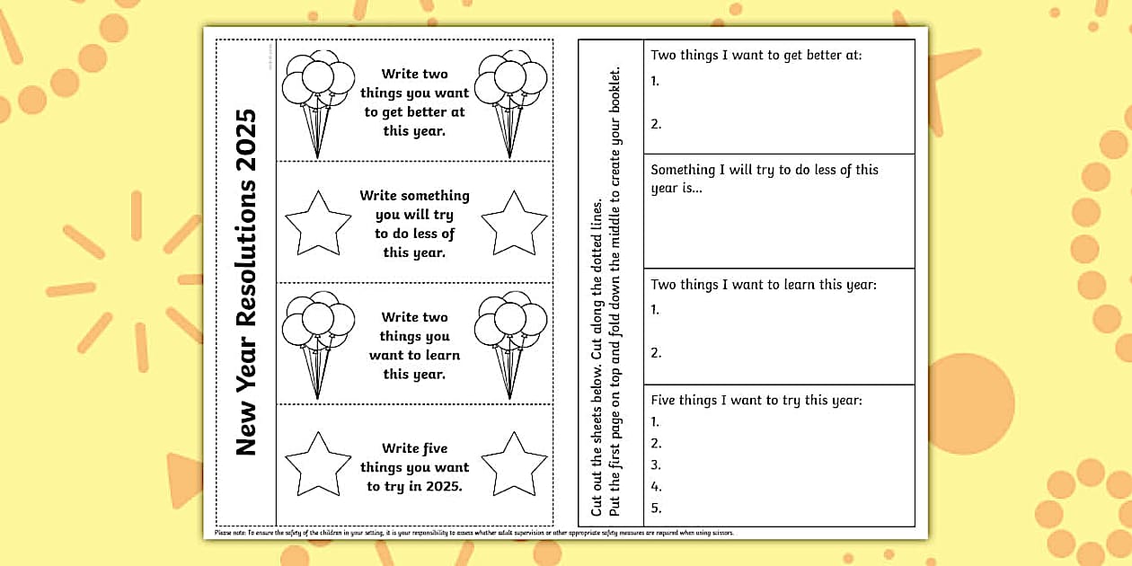 New Year Resolutions 2025 Flap Activity (teacher made)