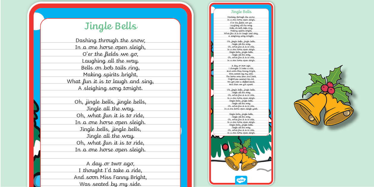Jingle Bells Christmas Carol Handwriting Practice Activity