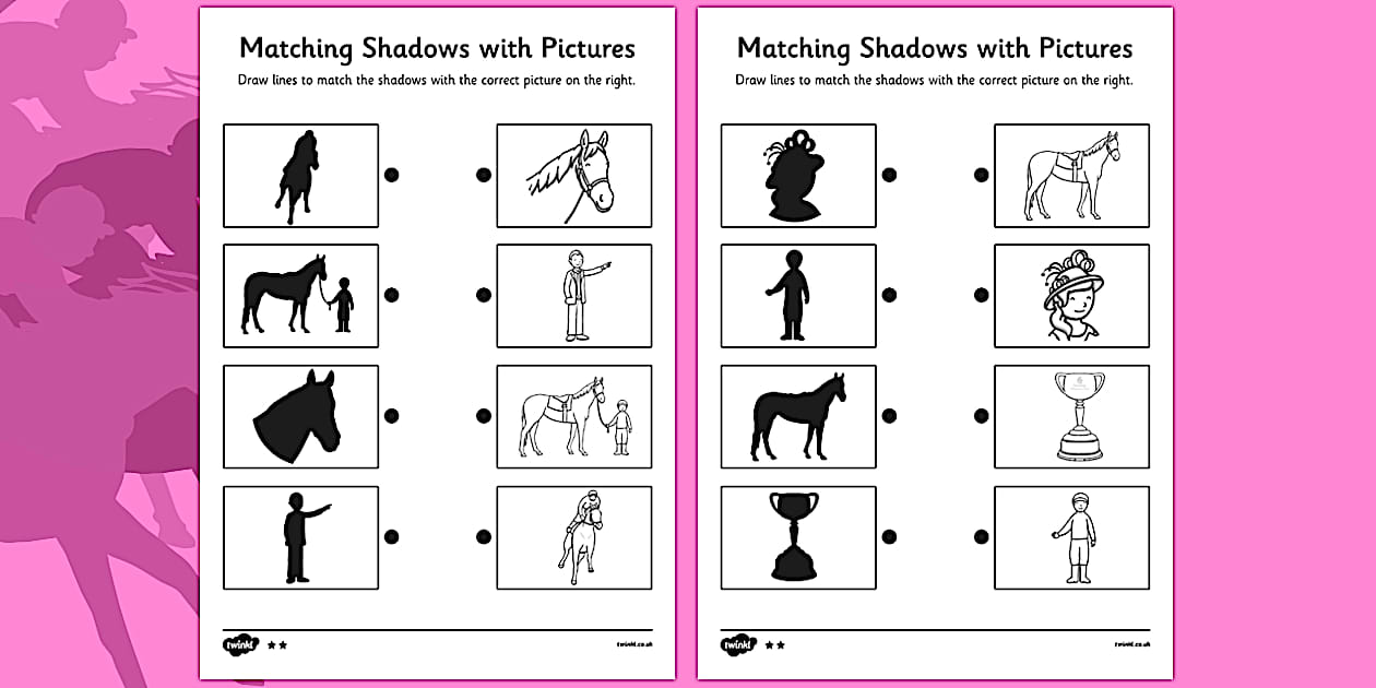 The Melbourne Cup Shadow Matching Worksheet - Twinkl