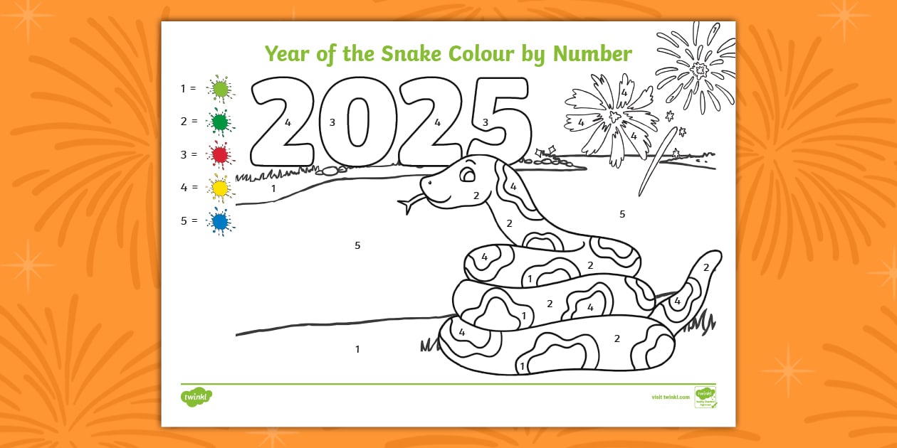 Year of the Snake Colour by Numbers to 5 | Twinkl - Twinkl