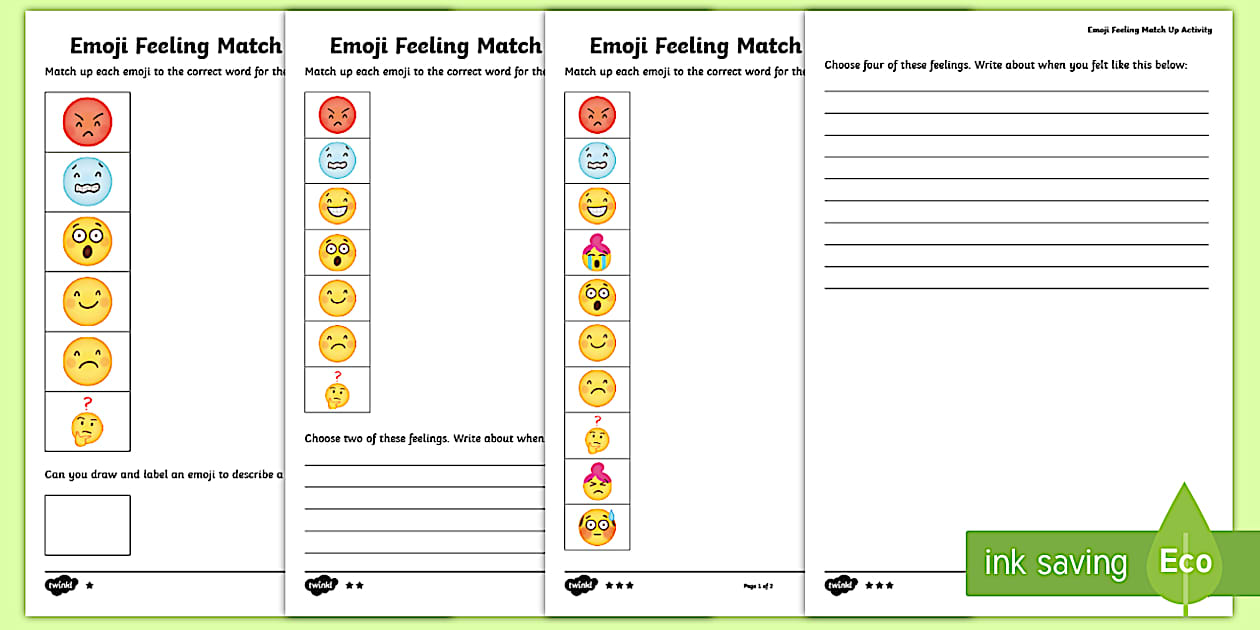 😊 Worksheet: Emoji Feelings Match-Up - My Emotions