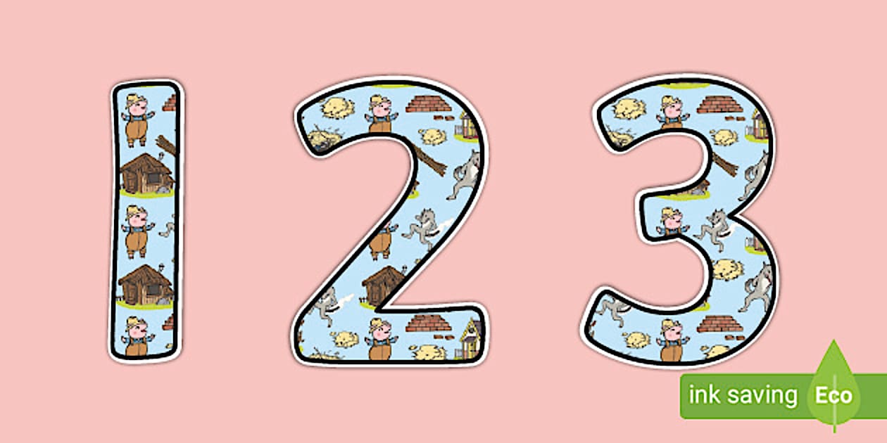 The Three Little Pigs Display Numbers (Teacher-Made)