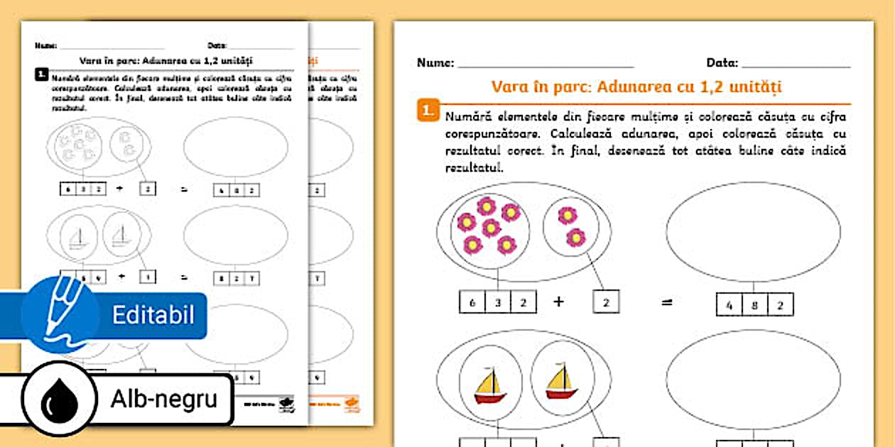 Vara în parc: Adunarea cu 1,2 unități – Fișă de activitate
