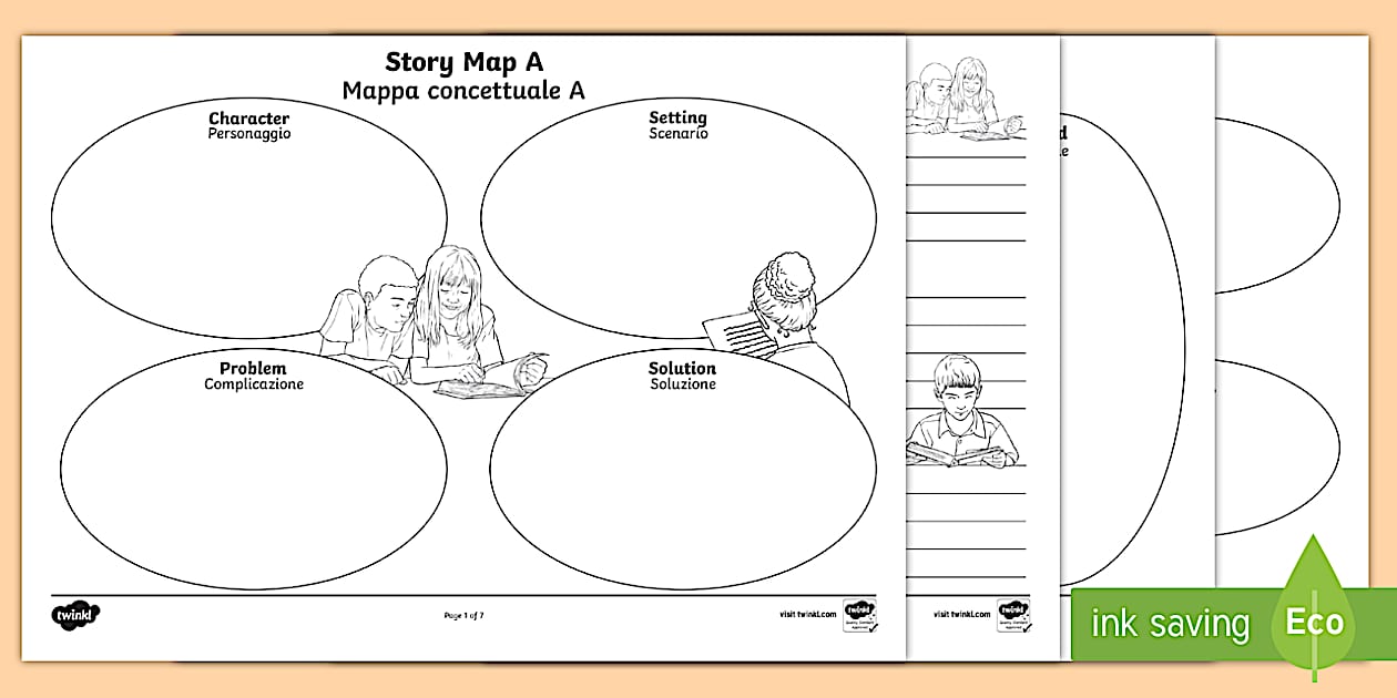Story Map Worksheet / Worksheets Pack English/Italian