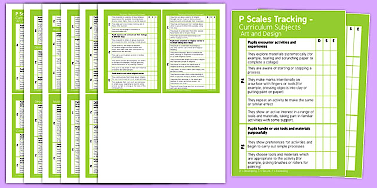 Editable P Scales Tracking Curriculum Subjects Pocket Book