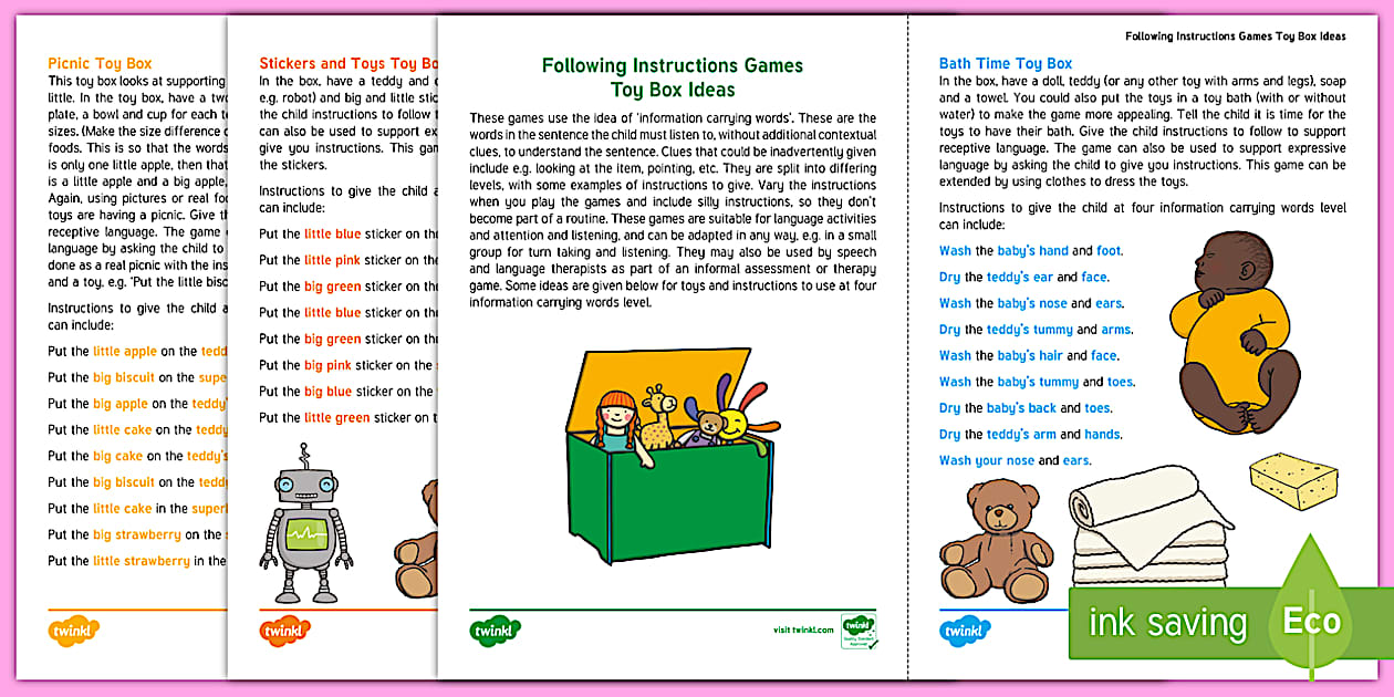 Four ICW Toy Box Worksheet / Worksheet (teacher made)