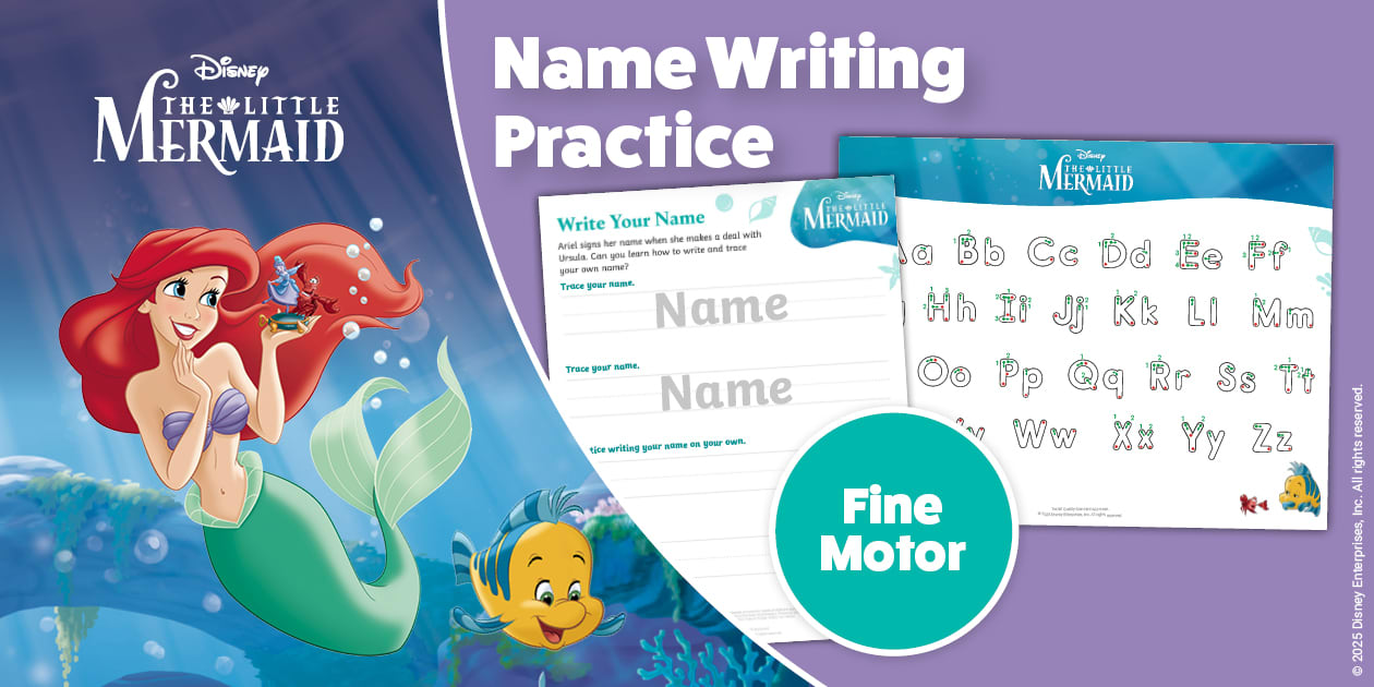 The Little Mermaid Name Writing and Alphabet Tracing Mat