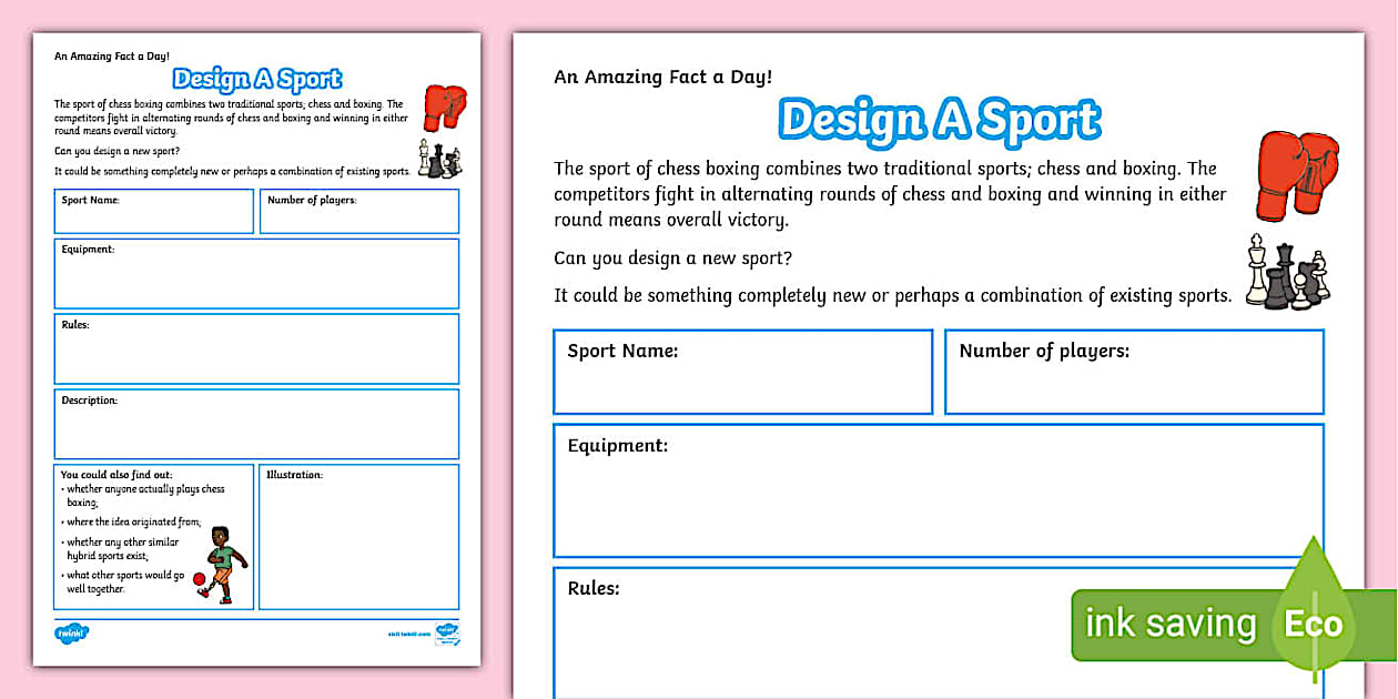 Design a Sport Worksheet / Worksheet (teacher made) - Twinkl