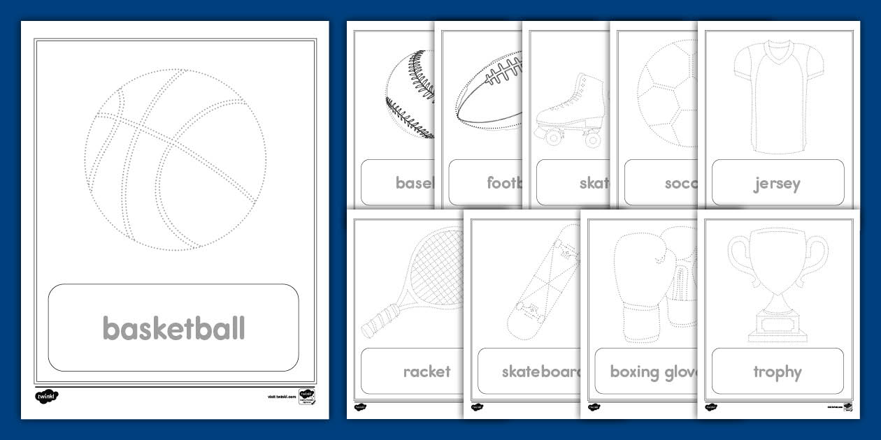 Sports Trace and Color Worksheets (teacher made) - Twinkl
