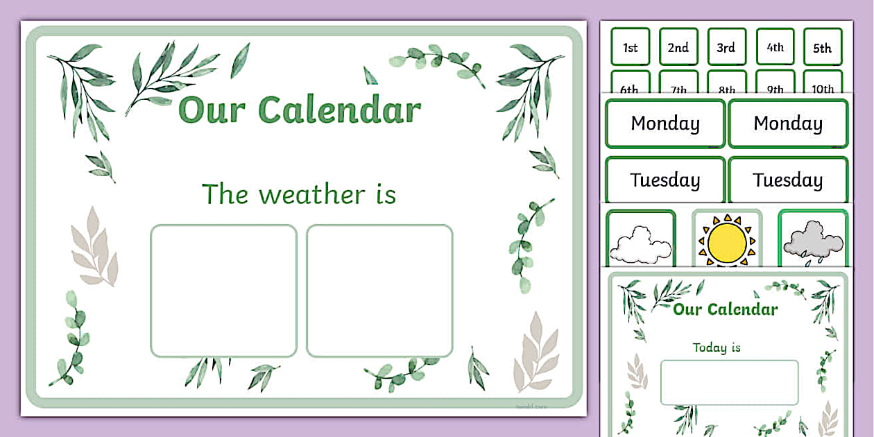 Botanical-Themed Weather and Calendar Display Pack - Twinkl
