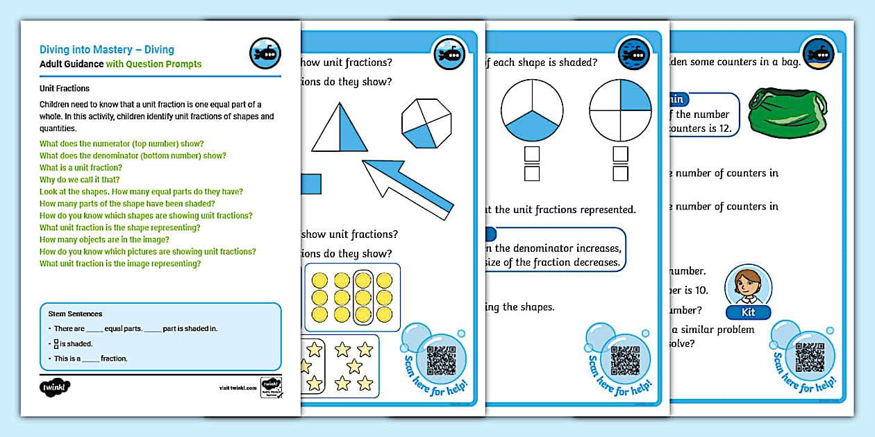 👉 Year 2 DiM: Step 10 Unit Fractions Activity Cards