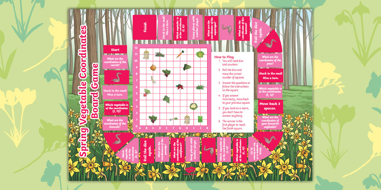 Spring Vegetable Coordinates Board Game (teacher made)