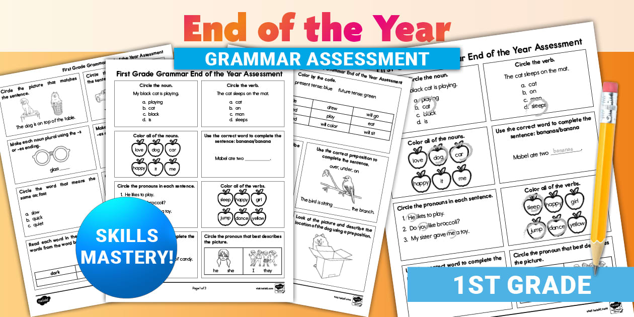 First Grade End of the Year Grammar Assessment - Twinkl