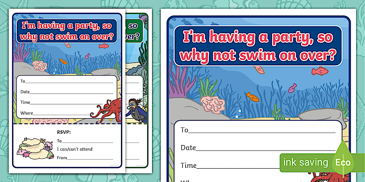Vibrant Under the Sea Themed Invitations | Twinkl Party KS1