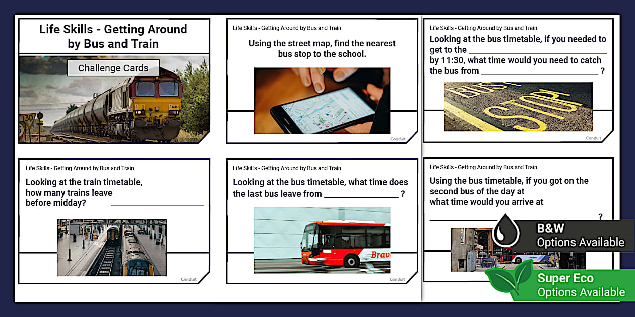 Reinforcing Life Skills: Travelling On A Bus or Train Cards