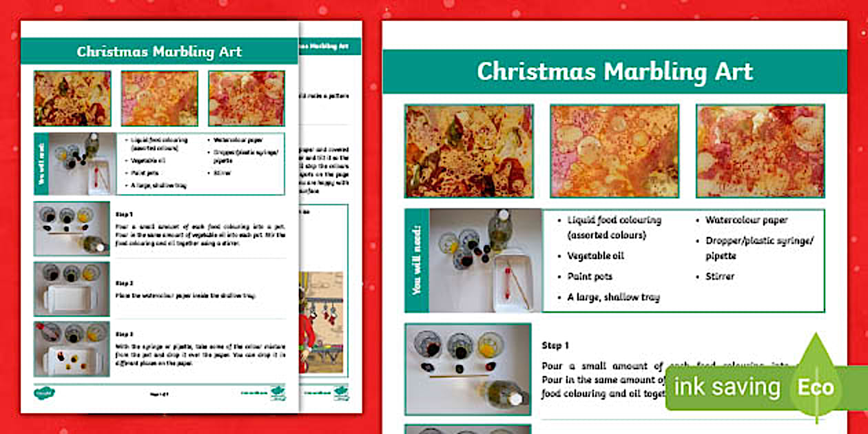 Christmas Marbling Art Activities (teacher made) - Twinkl